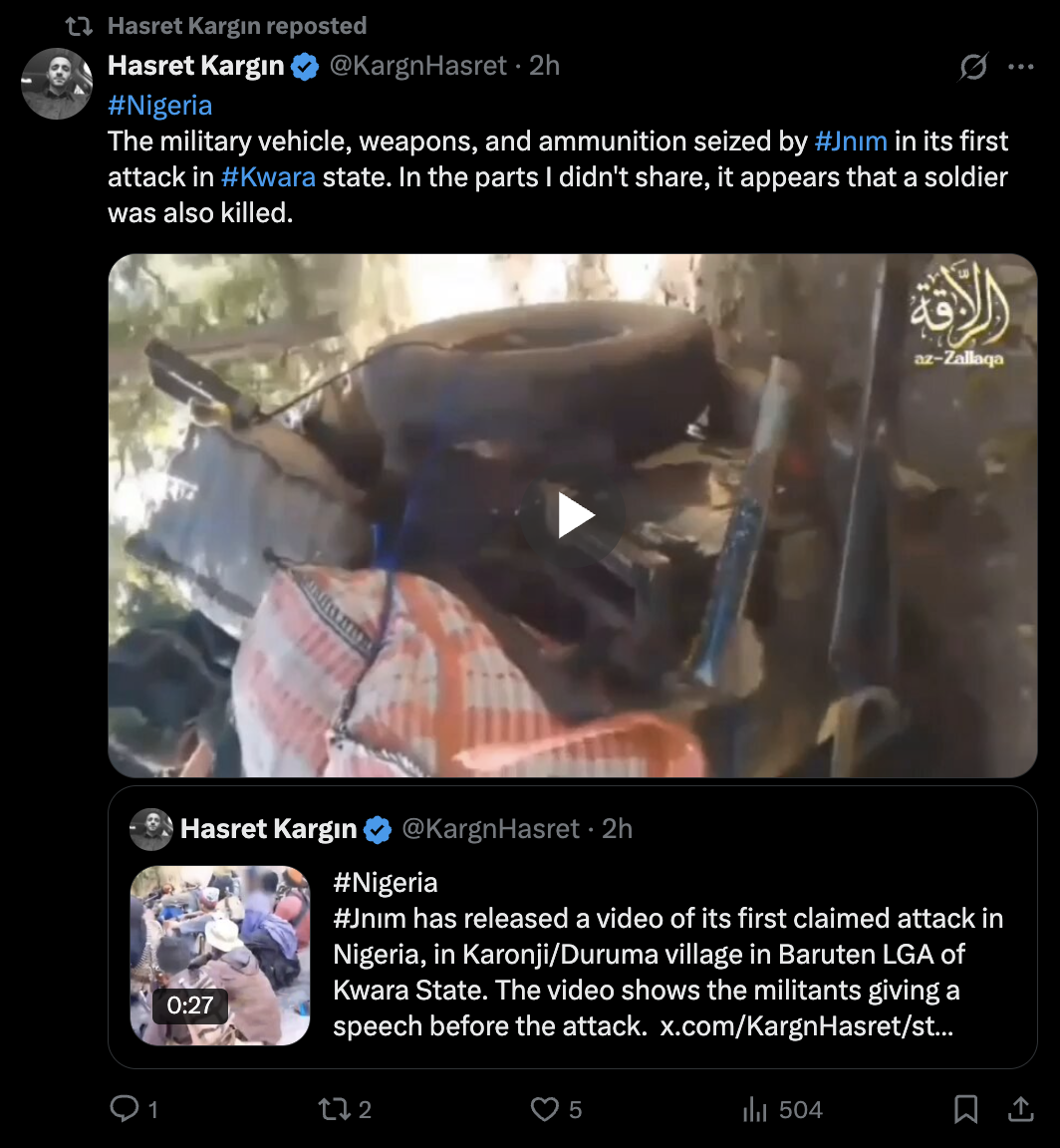 JNIM – Video Claim of Attack on Nigerian Military in Kwara State ...